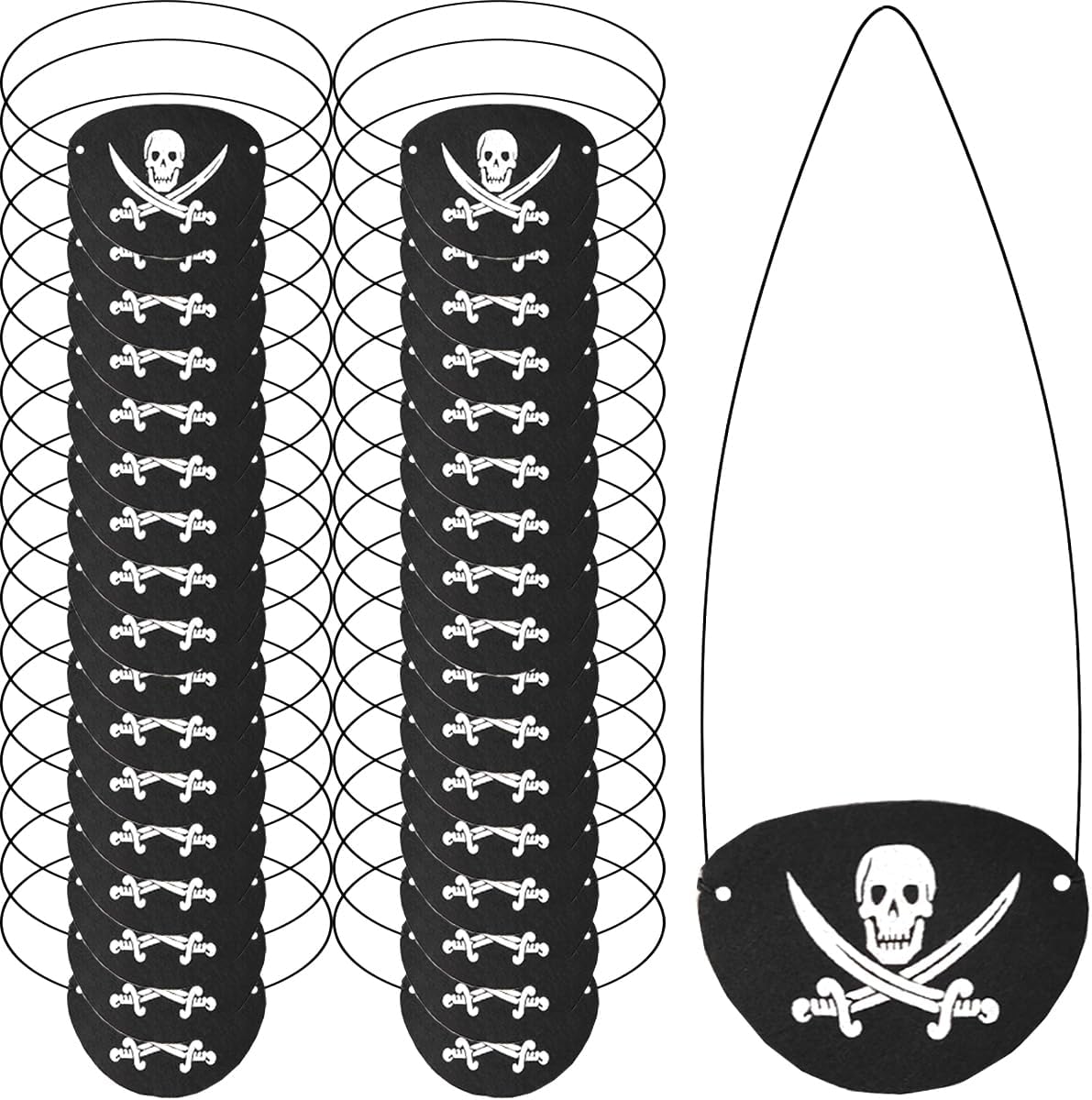 Amazon.com: RONYOUNG 62PCS Pirate Eye Patches Costume Black Felt Single ...