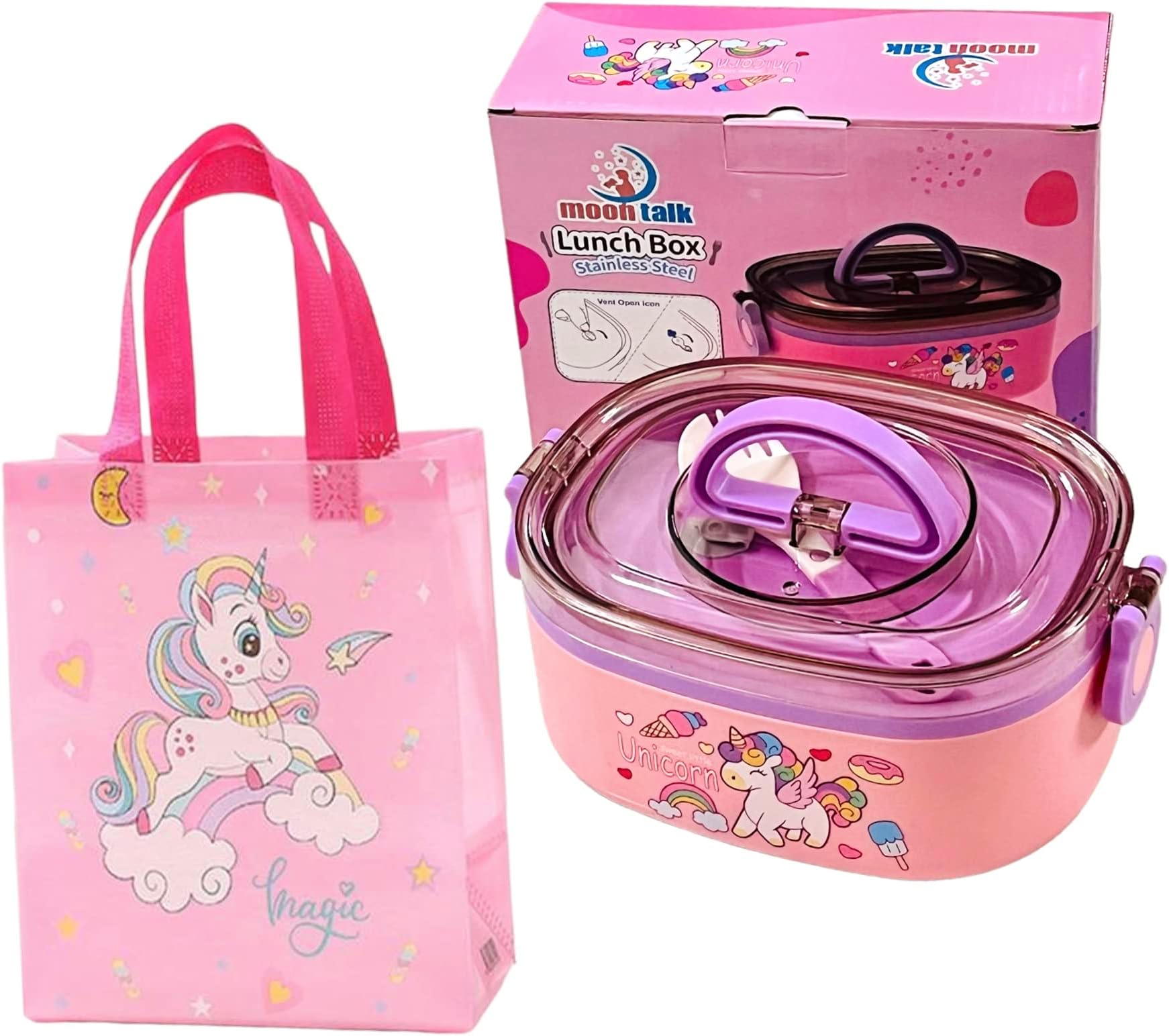 Buy Unicorn Lunch Box // Unicorn Stainless Steel 3 Grid Lunch Box ...