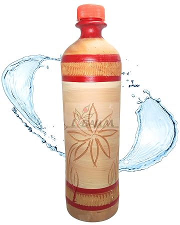 LIBAUM Natural Cooling Terracotta Clay Water Bottle | Handmade Mitti ki ...