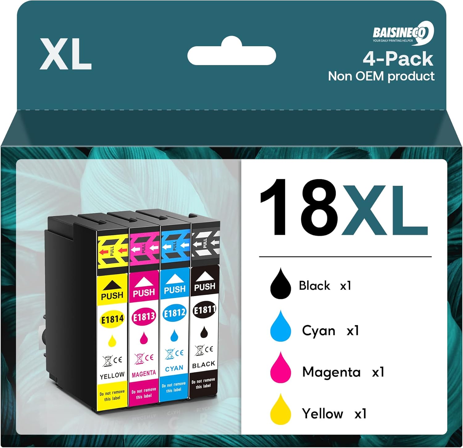 BAISINECO 18XL Ink Cartridges Multipack Replacement for Epson 18 XL Compatible for XP-205 XP-212 ...
