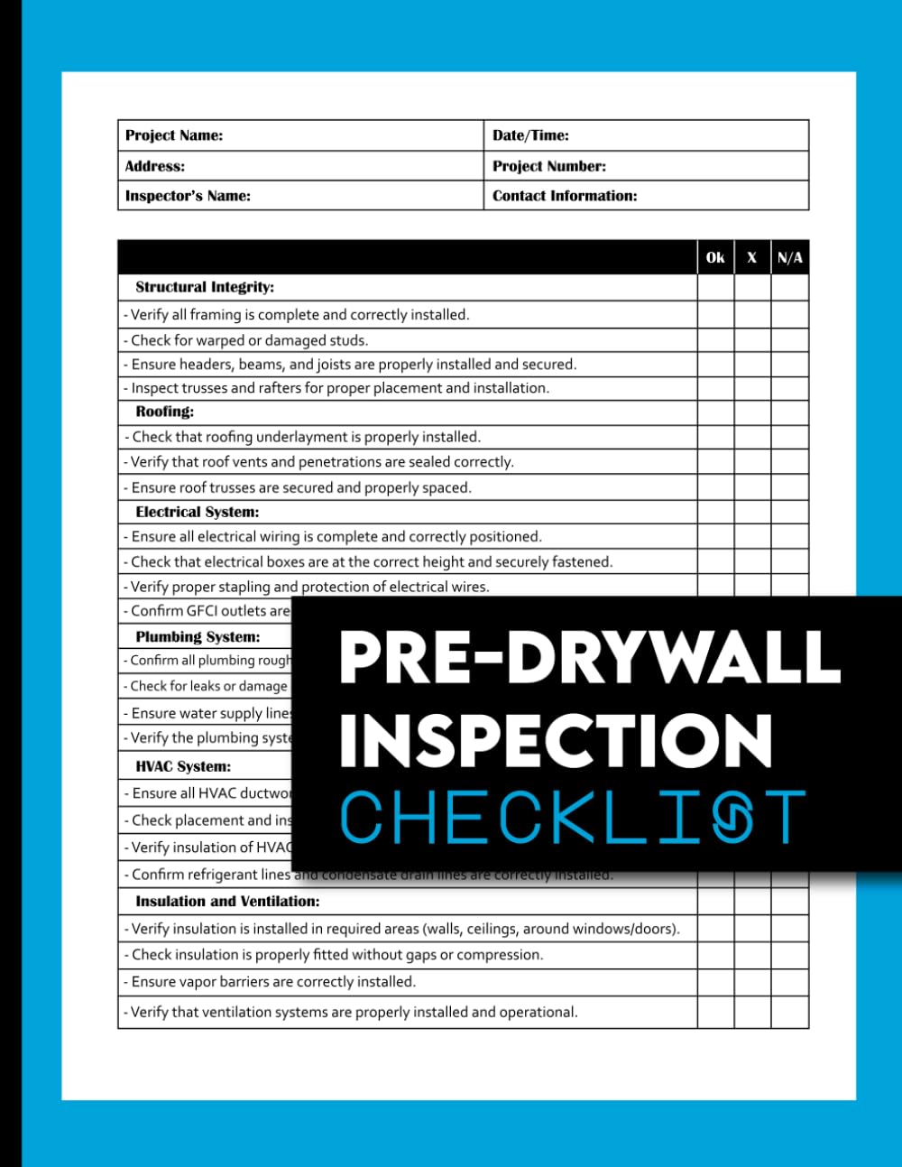 Pre-Drywall Inspection Checklist: Thorough Pre-Drywall Inspection Guide ...