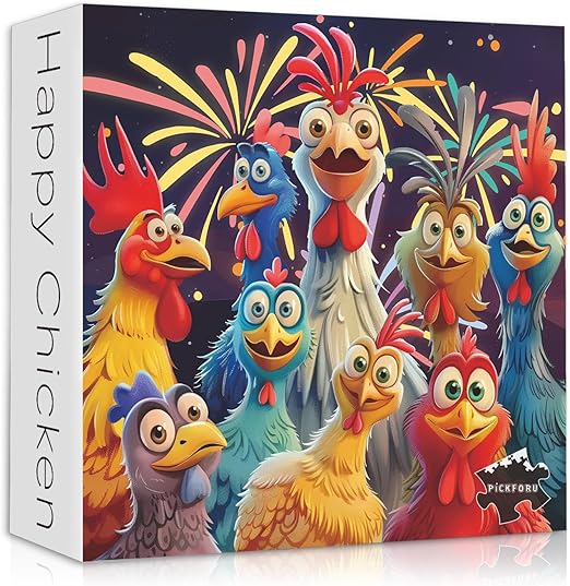 Amazon.com: Chicken Puzzles for Adults 1000 Pieces, PICKFORU Happy ...