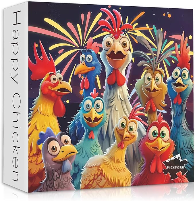 Amazon.com: Chicken Puzzles for Adults 1000 Pieces, PICKFORU Happy Chicken Jigsaw Puzzle 1000 ...