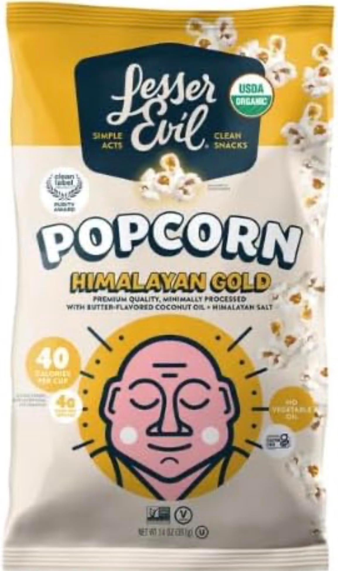 Amazon.com: Organic Lesser Evil Popcirn ~ Buttery Flavor Himalayan Gold ...