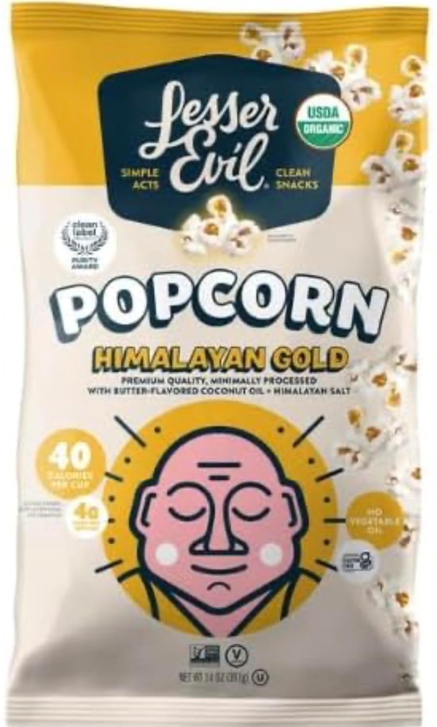 Amazon.com: Organic Lesser Evil Popcirn ~ Buttery Flavor Himalayan Gold ...