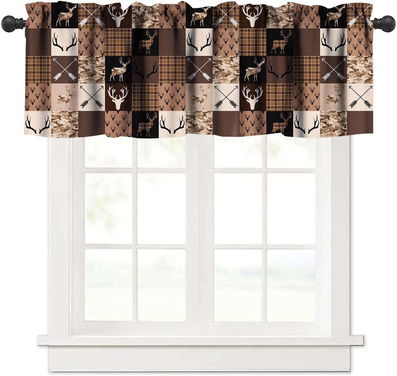 Amazon.com: SENRUEGT Rustic Kitchen Valances for Windows,Vintage Bear ...