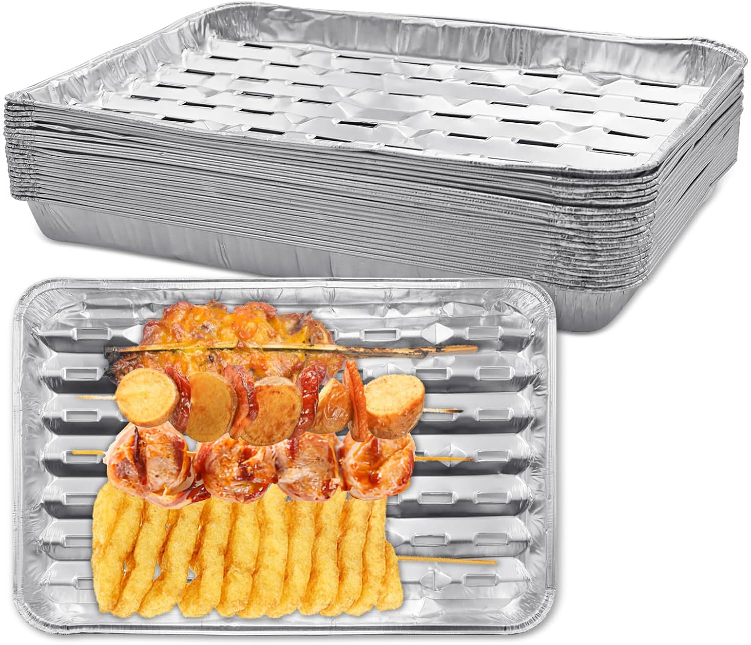 Beicey Set of 20 Foil Trays BBQ, BBQ Trays Aluminum Foil Drip Tray, 34. ...