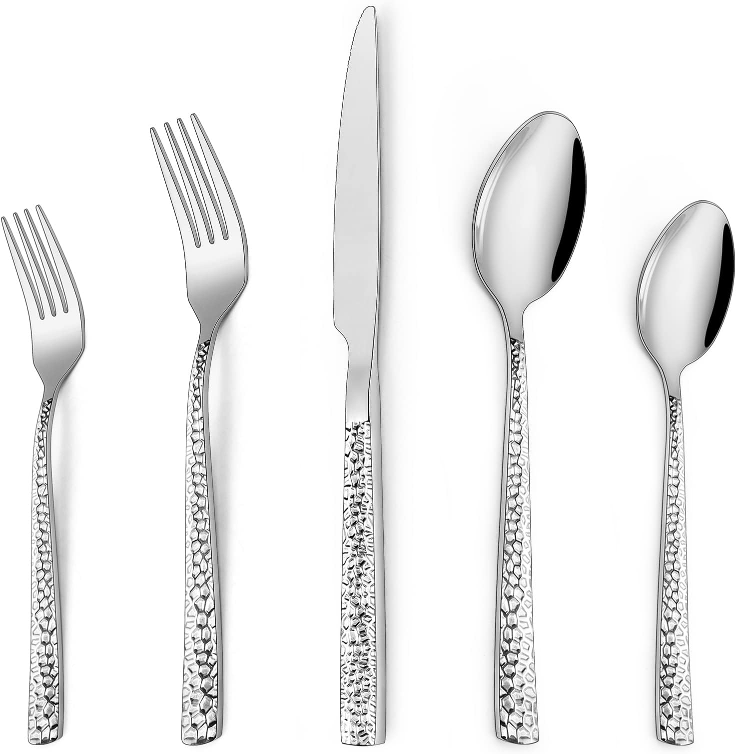 Amazon.com | Hampton Forge Signature Brocade Hammered 45-Piece Flatware ...