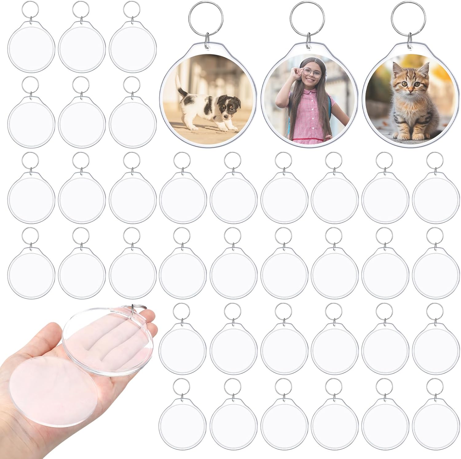 Liliaafar 36 Pcs Clear Acrylic Keychain Blanks 2. 76 Inch Diameter ...