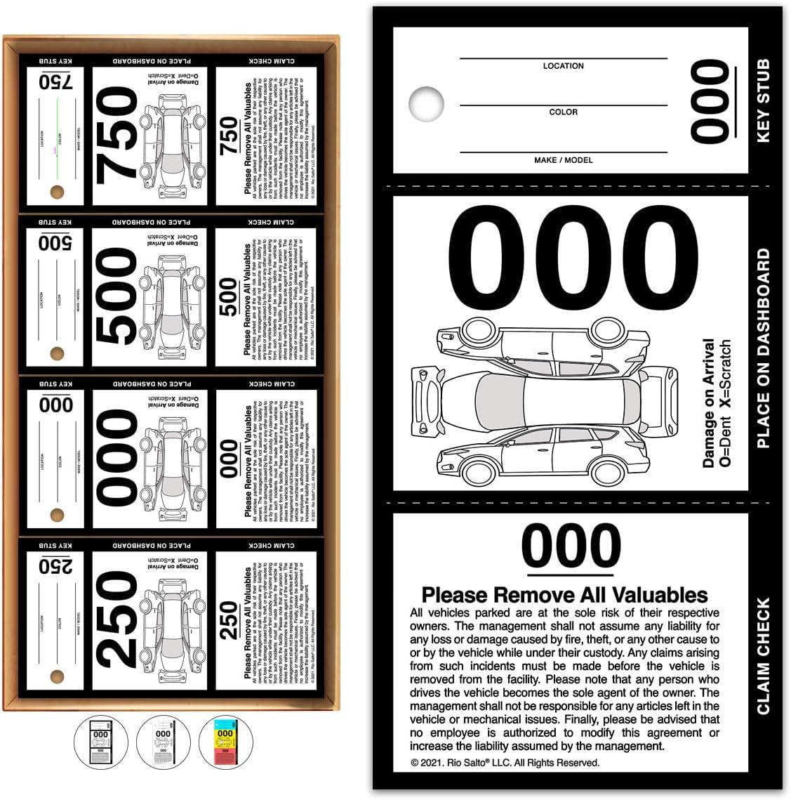 Amazon.com : 2000 Pieces 3-Part Valet Tickets for Cars, 2 Sets of ...