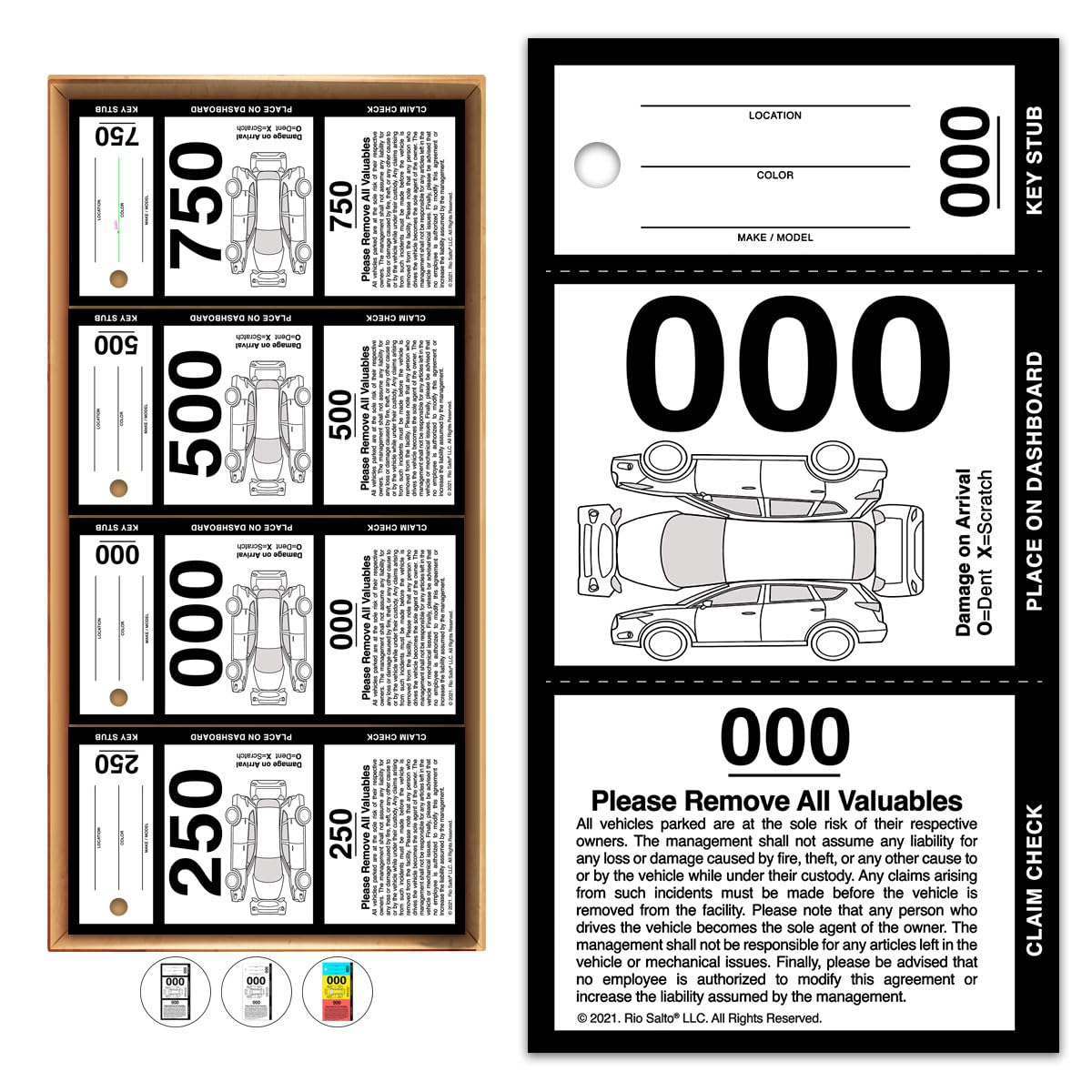 Snapklik.com : 3 Part Valet Parking Tickets Perforated Cardstock Place ...