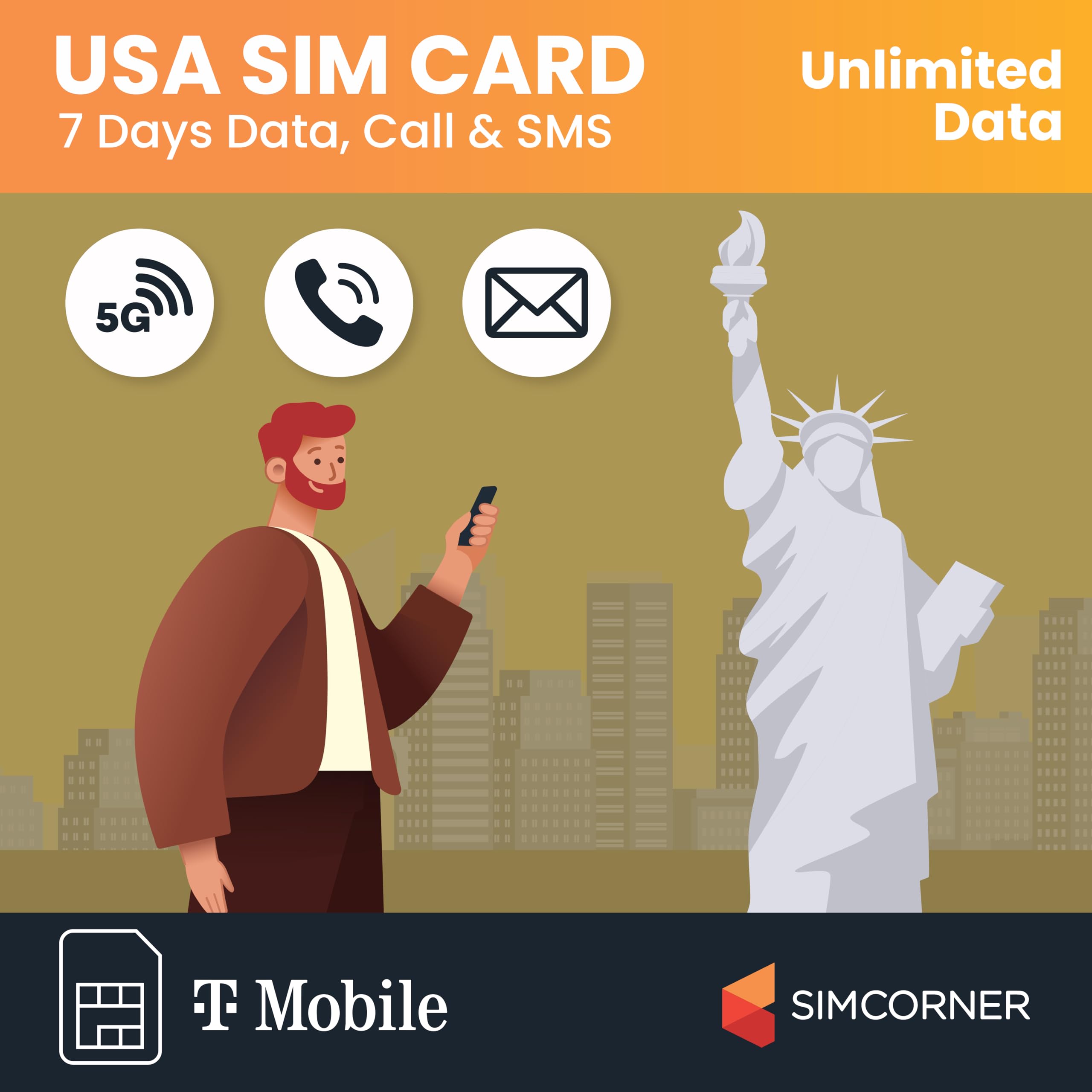 USA Travel SIM Card (5G/4G Data,7 Days) - 3-in-1 Data SIM Card ...
