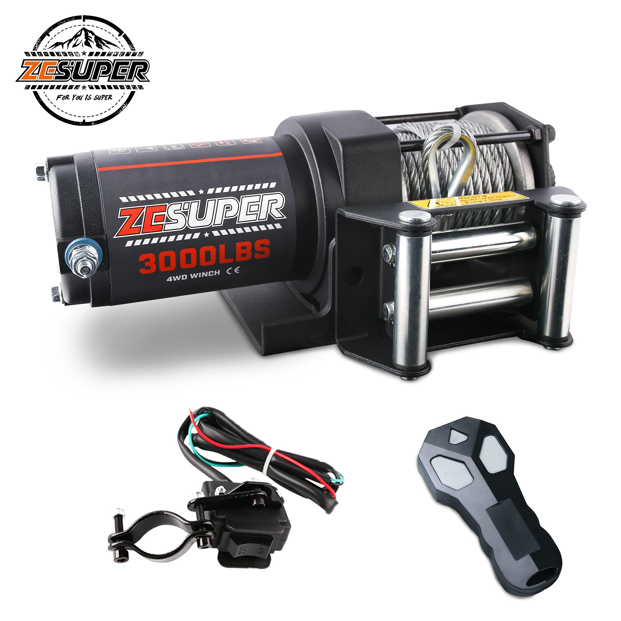 Snapklik.com : 3000 Lb 12V DC Electric Winch Steel Cable Off Road ...