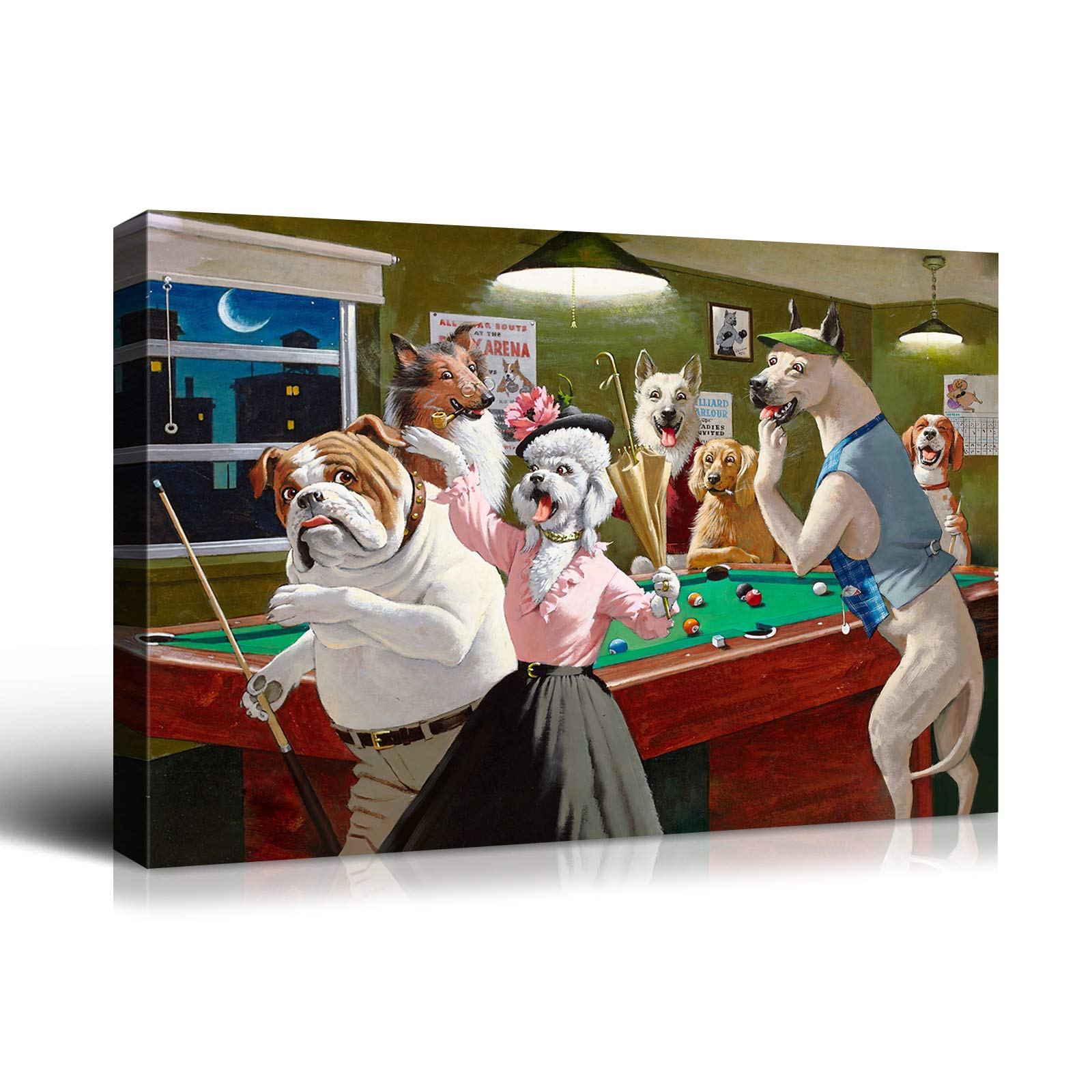 Amazon.com: Algasan Dogs Playing Pool Billiard by C.M Coolidge Art ...