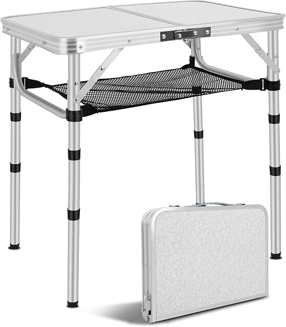 Amazon.com: Dollate Small Camping Table with Mesh Layer, Portable ...