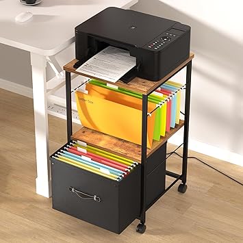 Amazon.com: VECELO Printer Stand with Open Storage Shelf, Rolling File ...