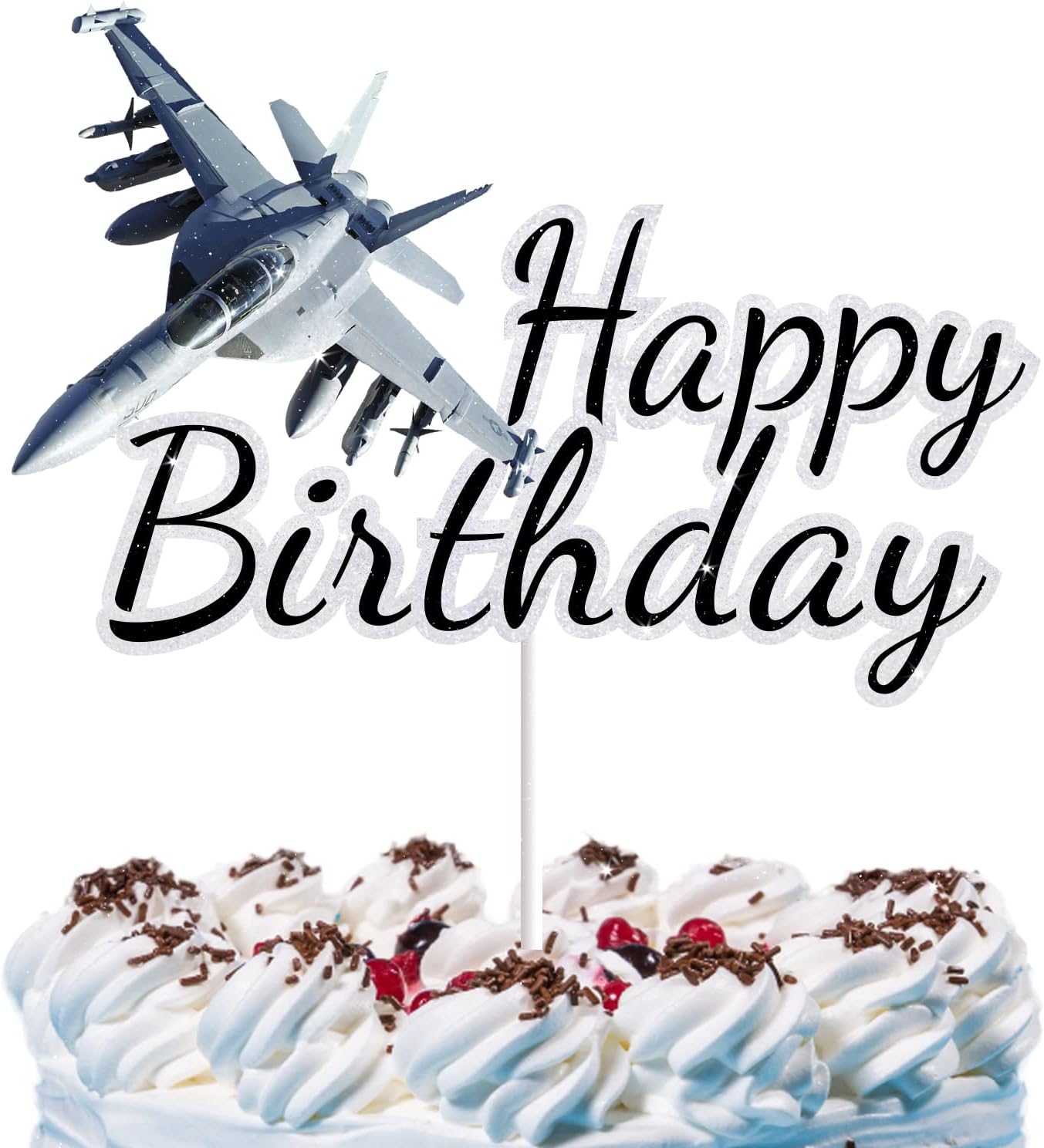 Amazon.com: Military Airplane Cake Topper Fighter Jet Party Supplies ...