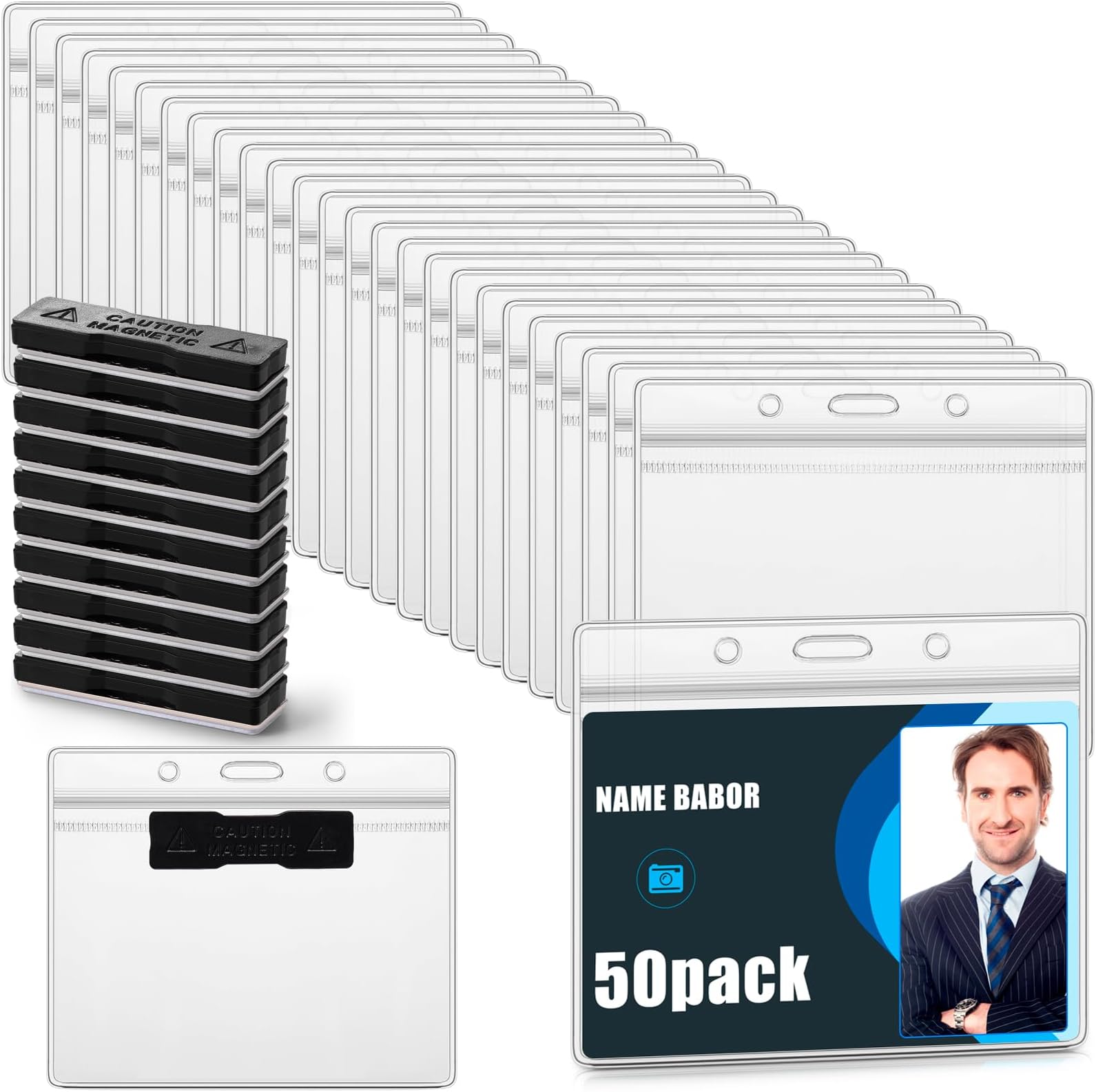 Amazon.com : Magnetic Name Tags Kit Acrylic Name Badge Holders Clear ...
