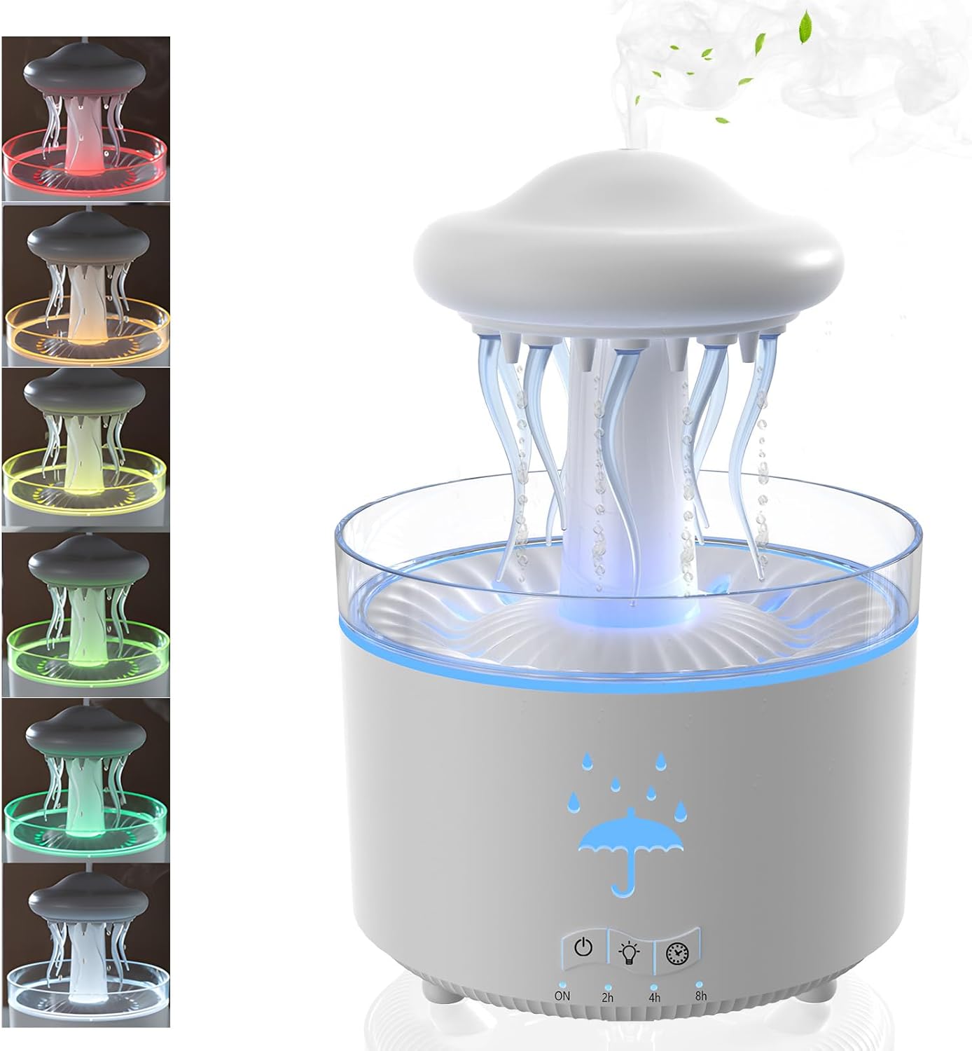 Rain Humidifier for Bedroom, 7 Color Rotating Jellyfish Diffuser with ...