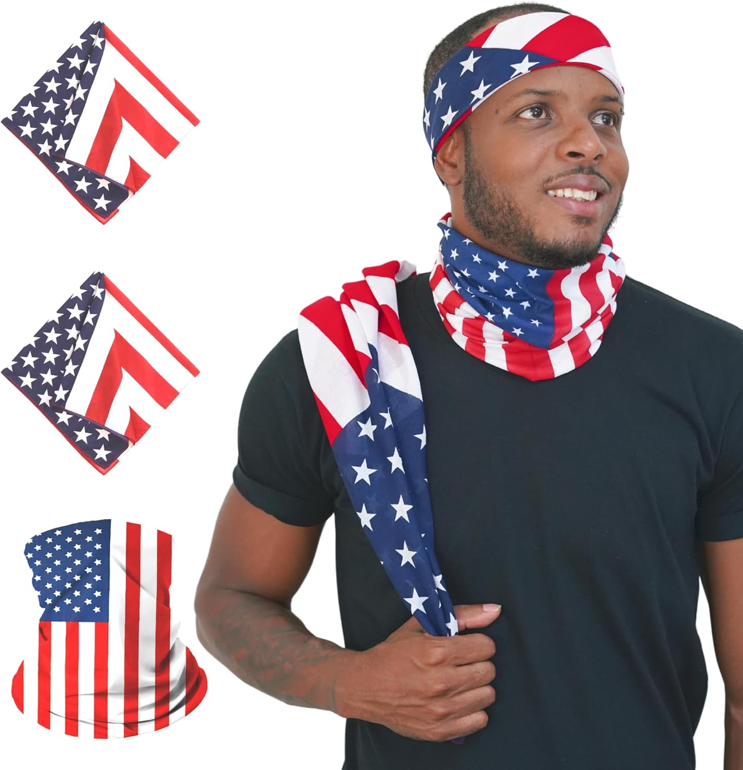 Amazon.com: Simple Express Bandana Bundle - 3-Piece American Flag Set ...
