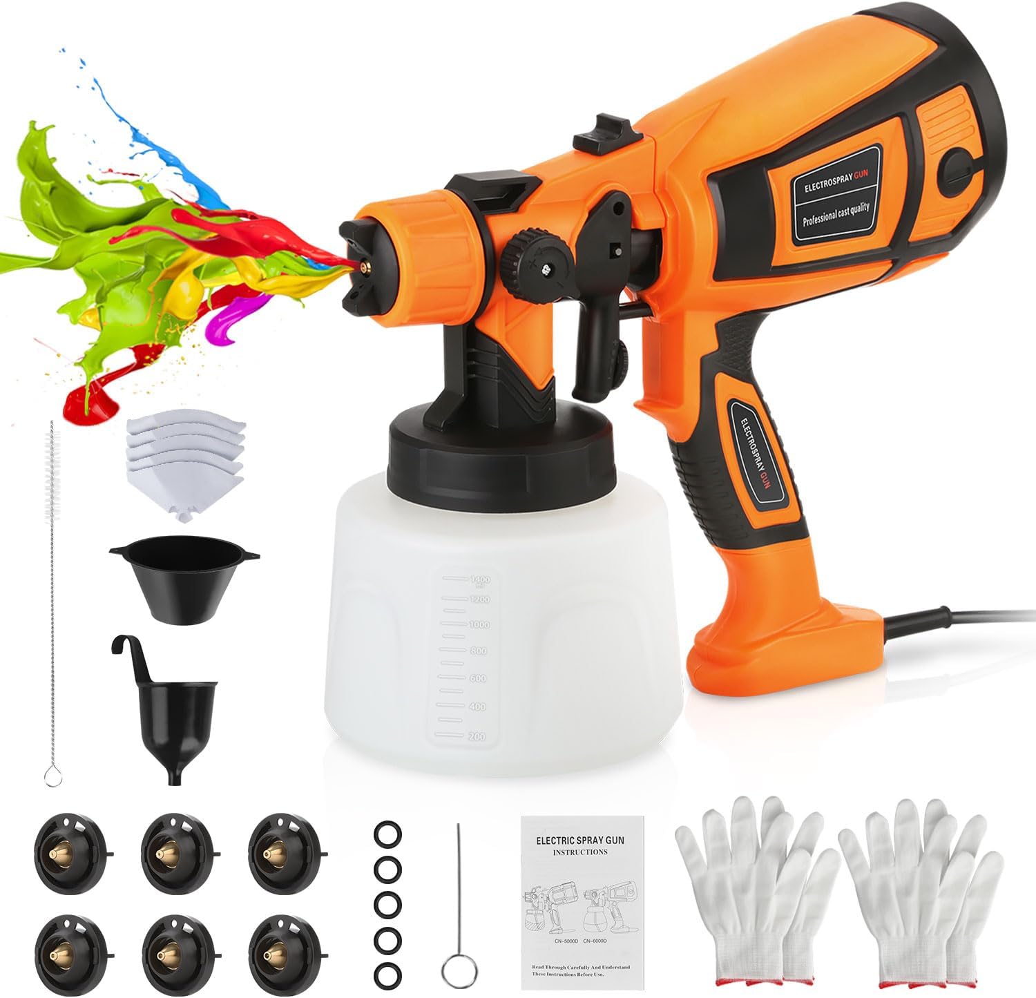 Amazon.com : NIHAO 1400ML Paint Sprayer, 800W High Power Corded ...