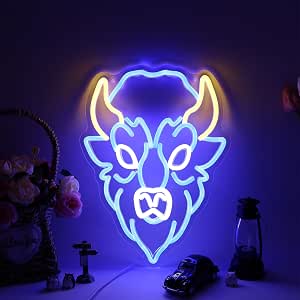 Citiris Blue Head Ox Neon Signs Led Neon Lights Bison Neon Sign Room ...