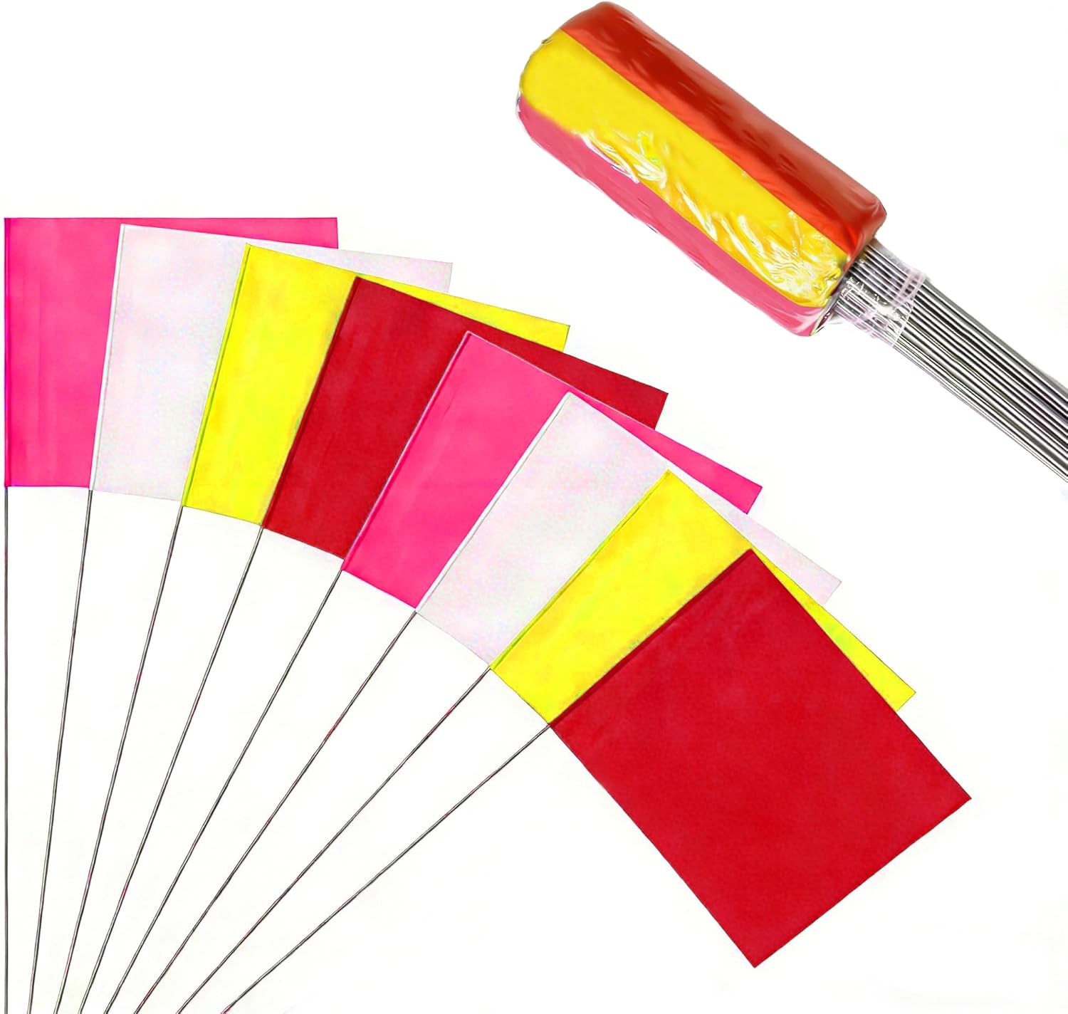 Amazon.com : 80Pack Red&White&Pink&Yellow Marking Flags, JIZHGRAD ...