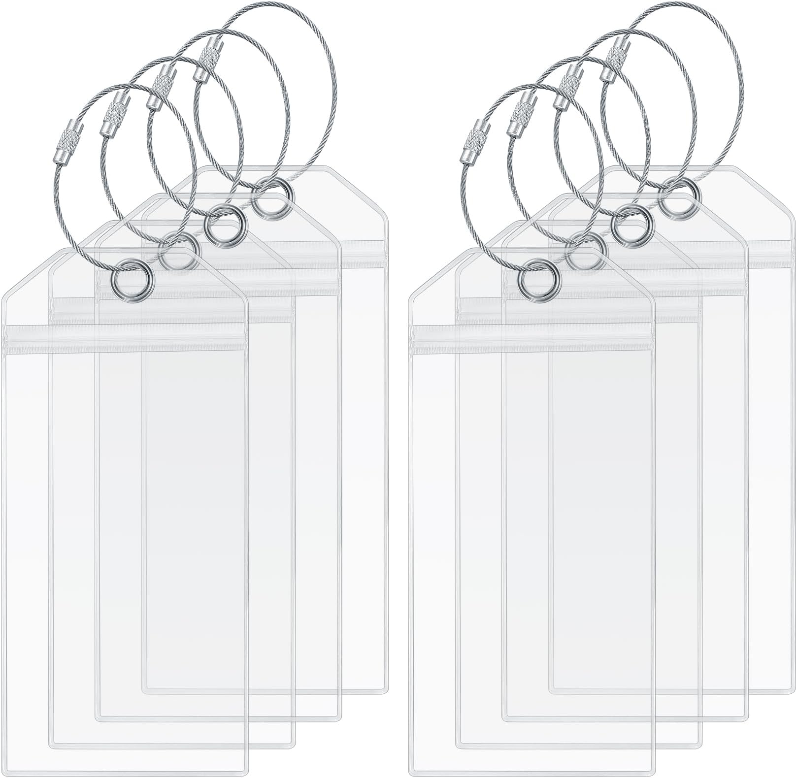 Amazon.com: Clear Vinyl Luggage Tags with Loops & Name Cards (Set of 10 ...