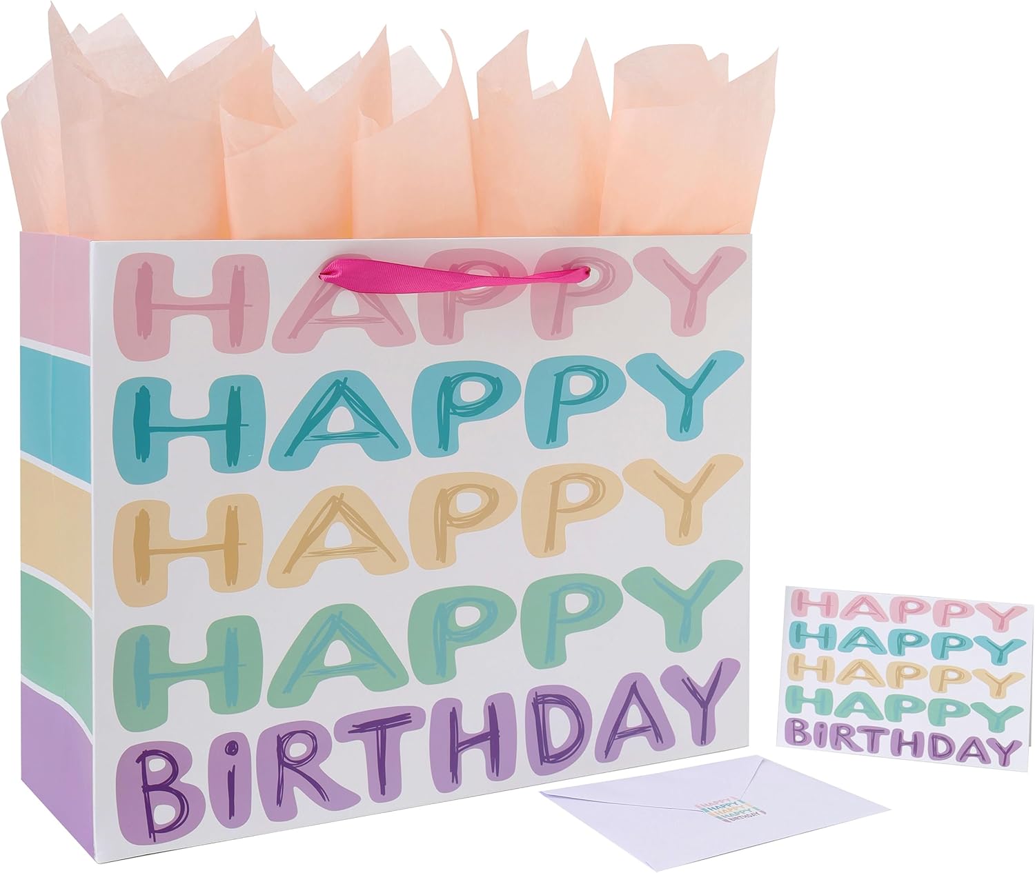 Amazon.com: Qirrmiy 16.5” Extra Large Colorful Happy Birthday Gift Bag ...
