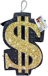 Amazon.com: APINATA4U 20" Black & Gold Money Dollar Sign Pinata ...