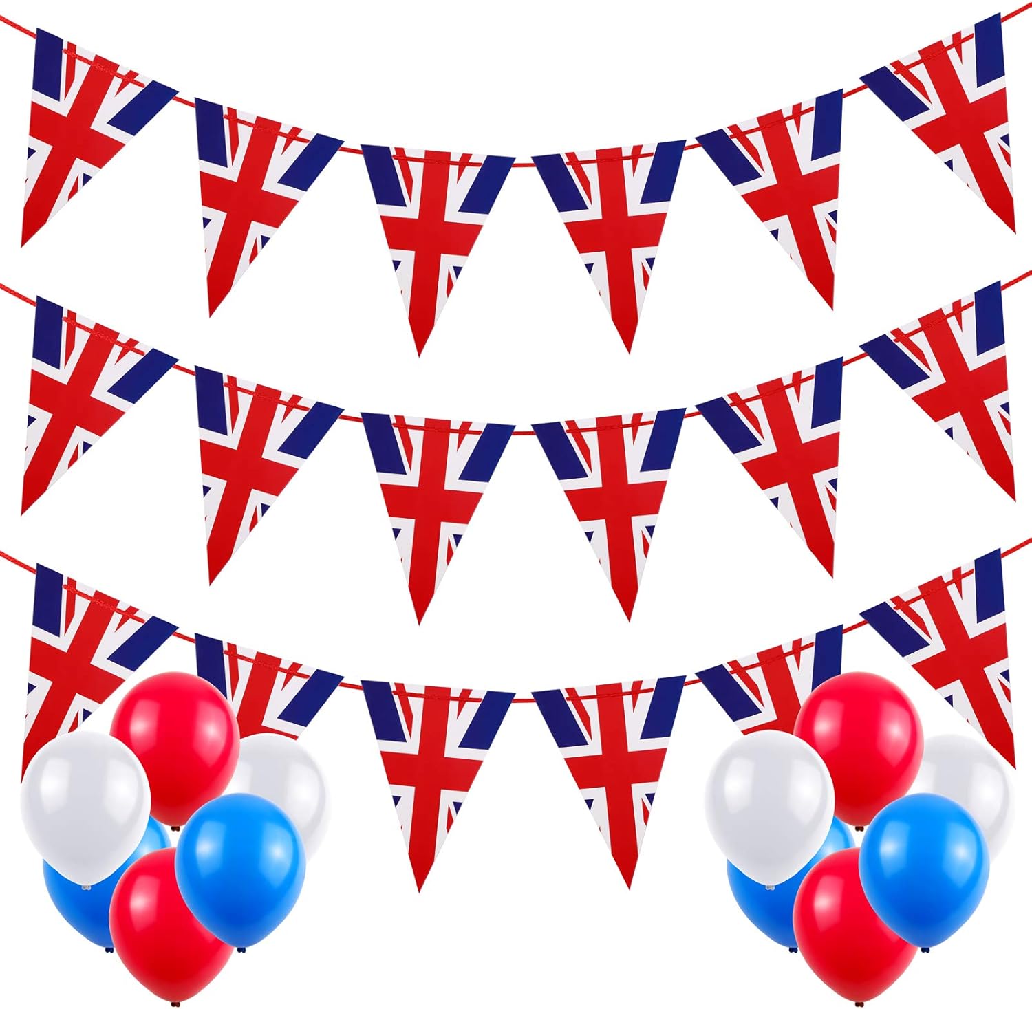 ADXCO A String of 30 Union Jack Triangle Themed Flags Bunting Banner ...