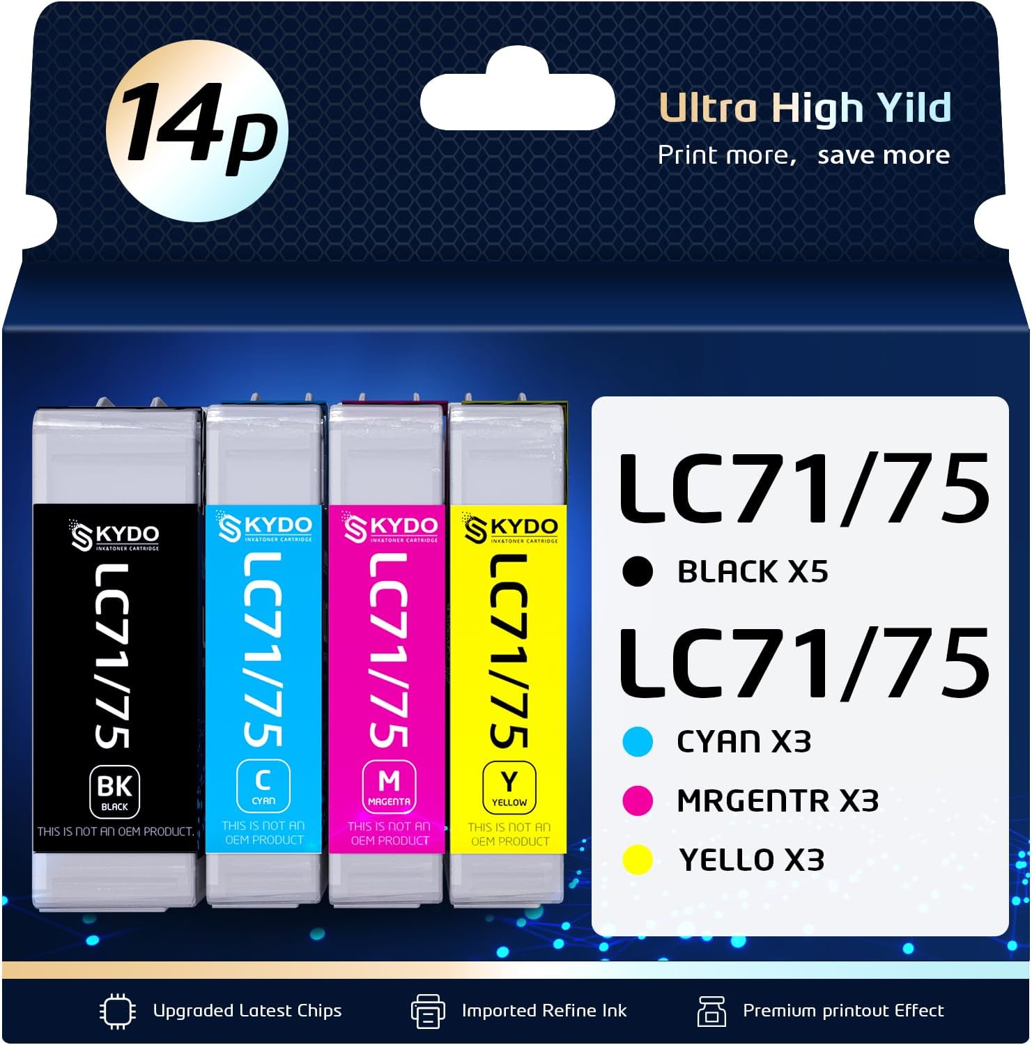 Amazon.com: LC71/75XL Compatible Ink Cartridge Replacement for Brother ...
