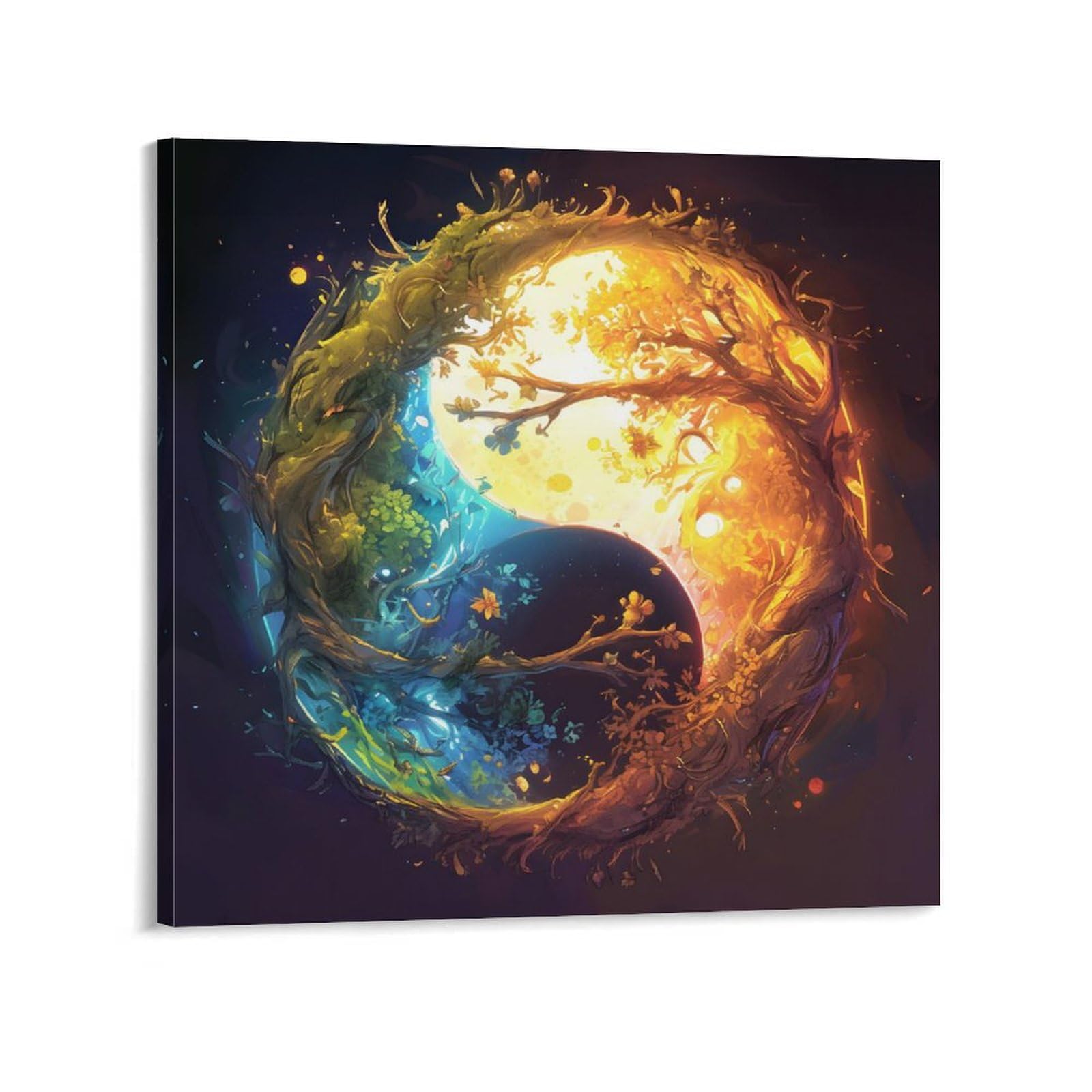 Yin Yang Art Background Yin Yang Symbol With Sun Moon Stars And Sea