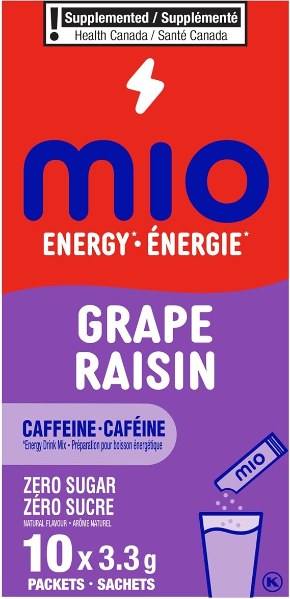 mio Energy Grape Energy Drink Mix, 3.3 g Packets, 10 ct Box : Amazon.ca ...