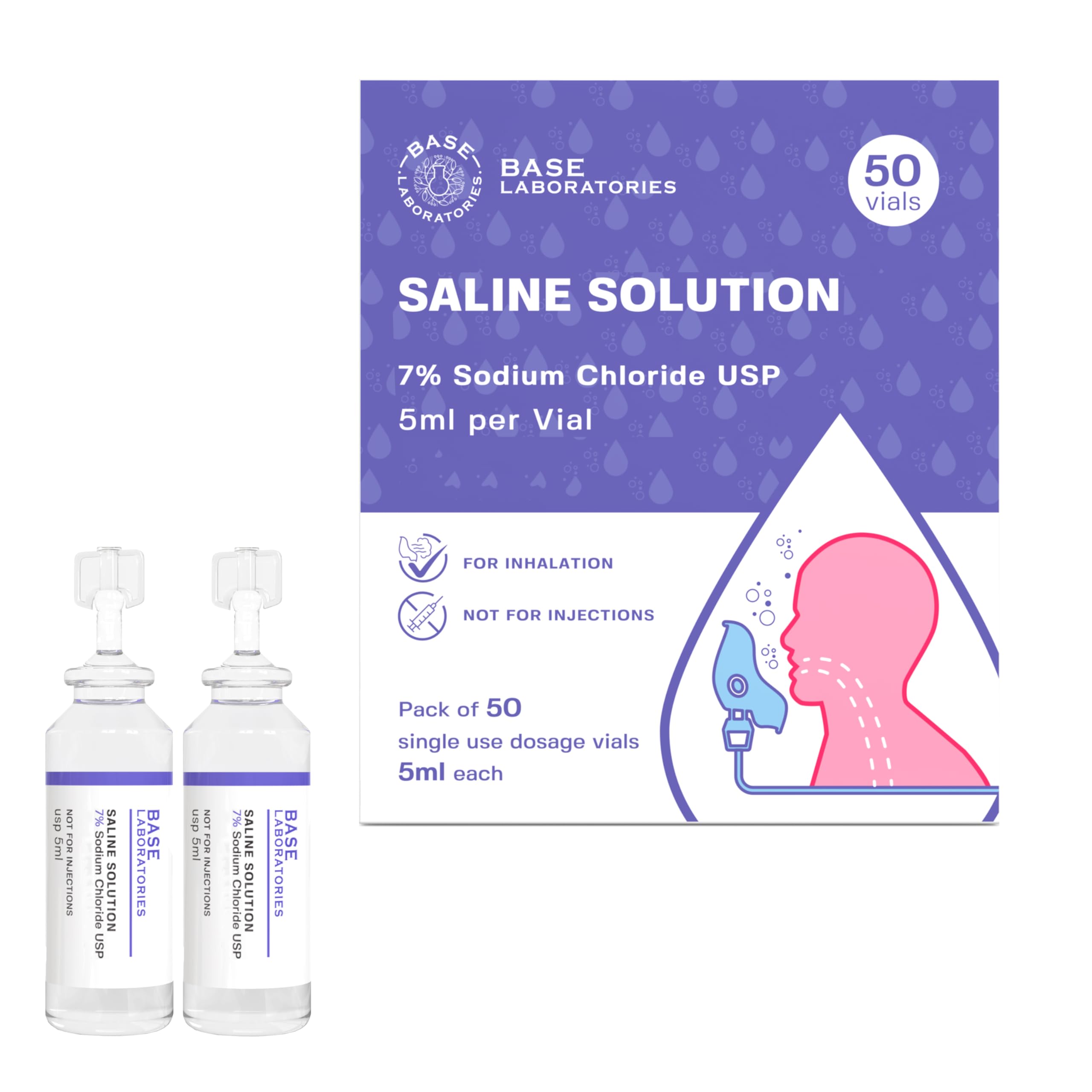 Amazon.com: BASE LABORATORIES 7% Saline Solution for Nebulizer Machine ...