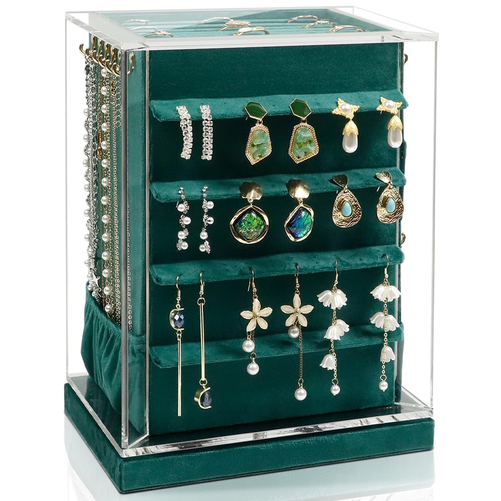 Amazon.com: KAMIER Jewelry Box, 360° Rotating Jewelry Organizer with 6 ...