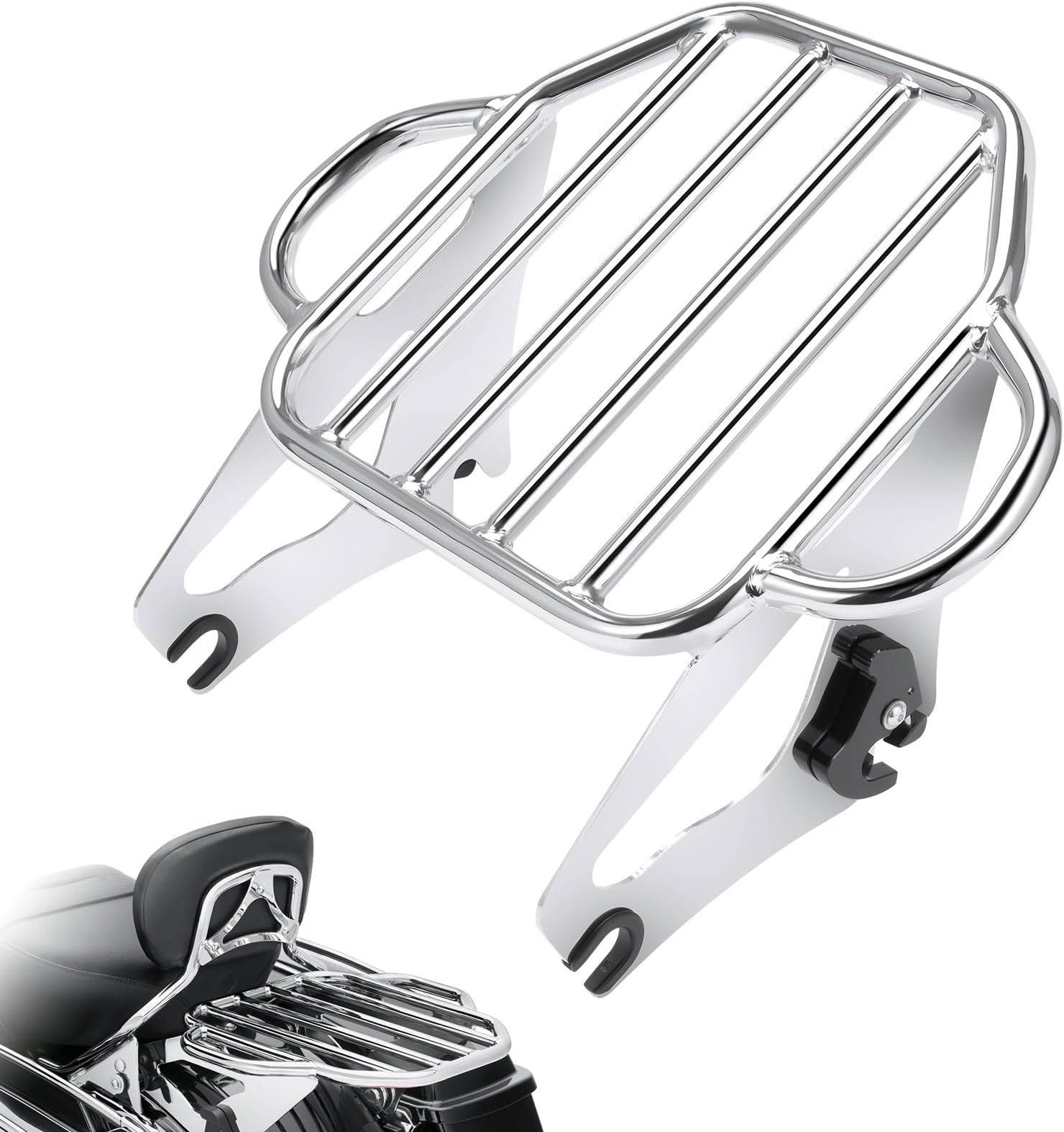 Amazon.com: 2-UP Motorcycle Luggage Rack for Harley Touring, Detachable ...