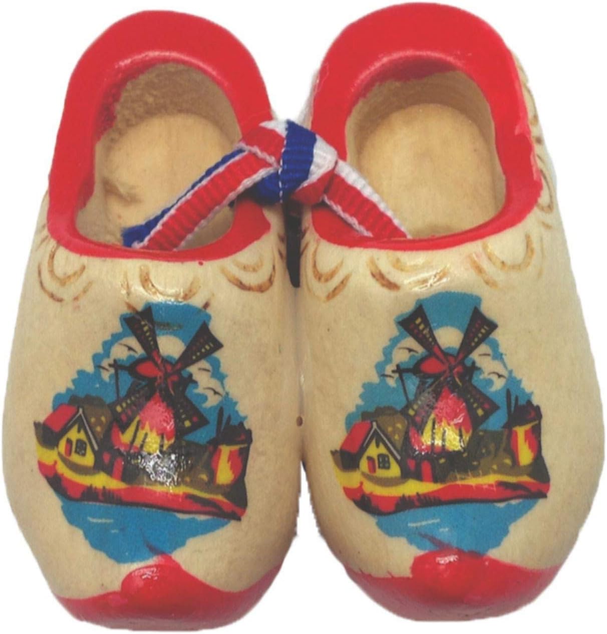 Amazon.com: Dutch Wooden Shoes with Windmill Scene, Mini Wooden Clogs ...