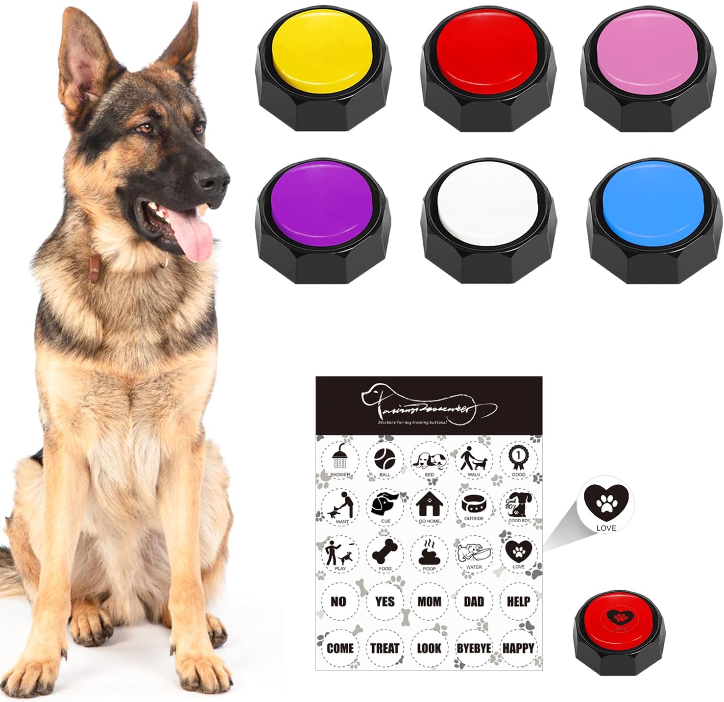 BOSKEY Set of 6, Dog Speech Training Buzzers, Recordable Buttons ...