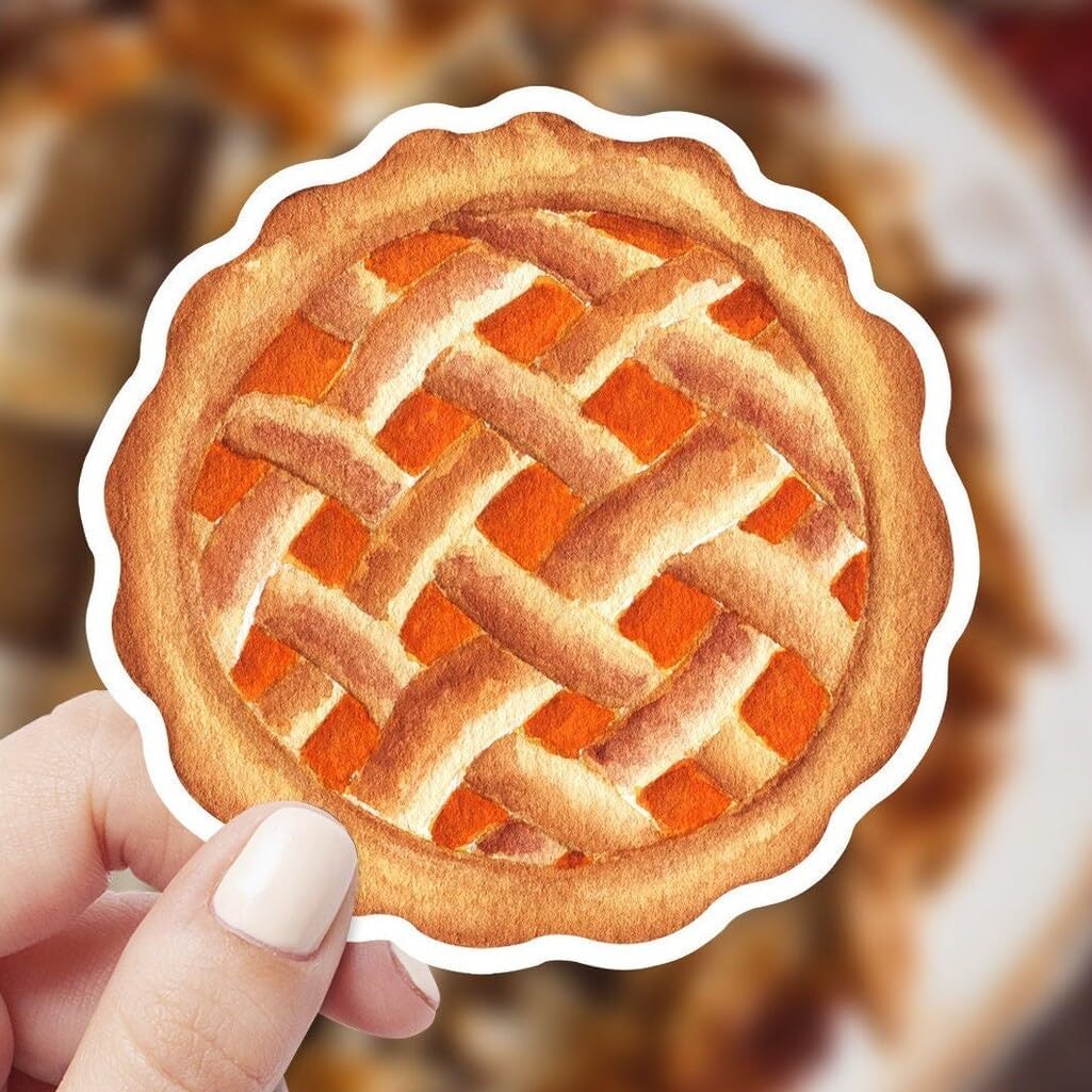 Amazon.com: Watercolor Pumpkin Pie Sticker, Autumn Thanksgiving Cake ...