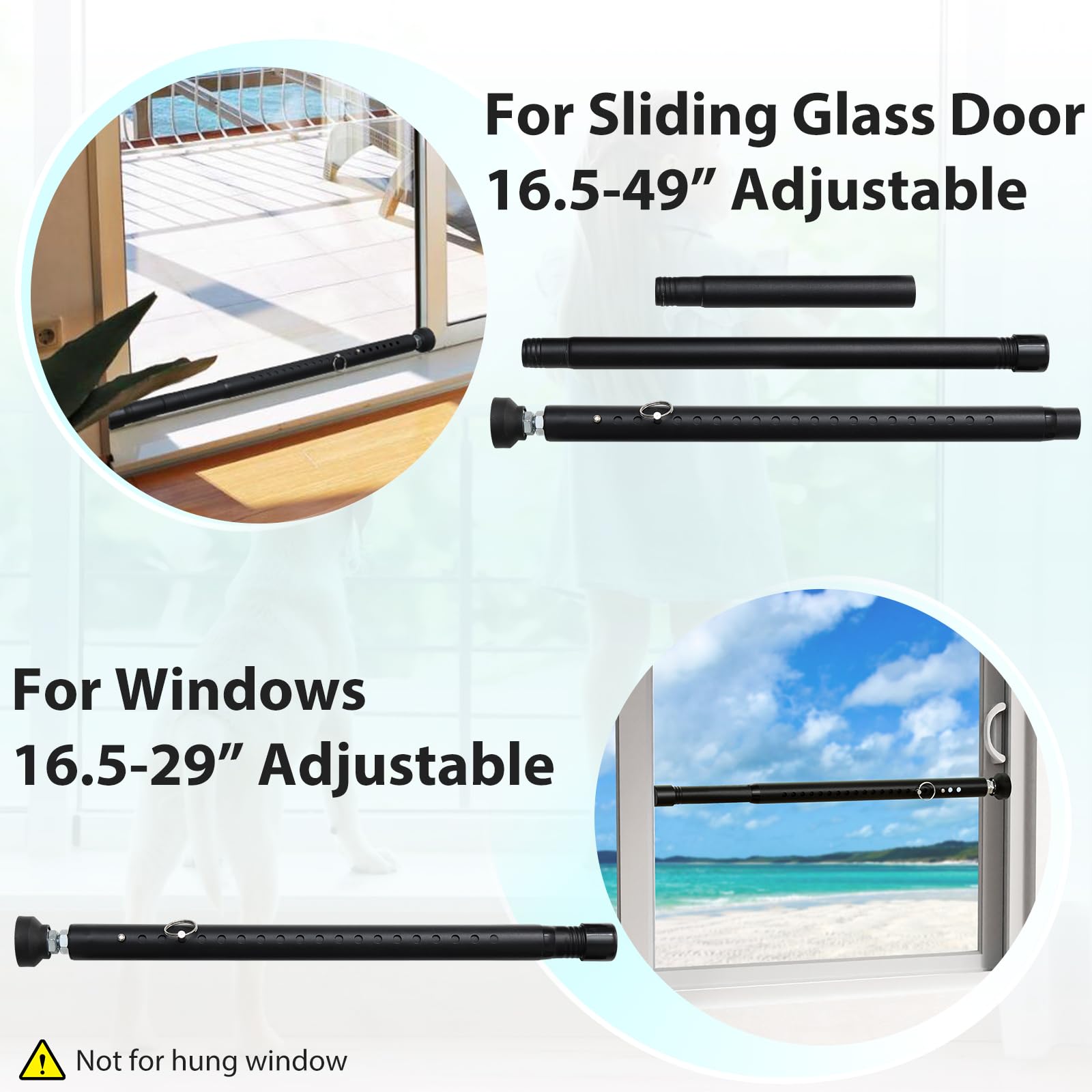 Snapklik.com : Sliding Door Security Bar, 16 To 51 Inch Adjustable ...