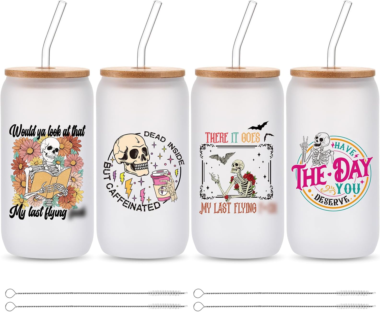 Amazon.com: LEADO 16 oz Glass Cups with Lids & Straws - Friendship ...