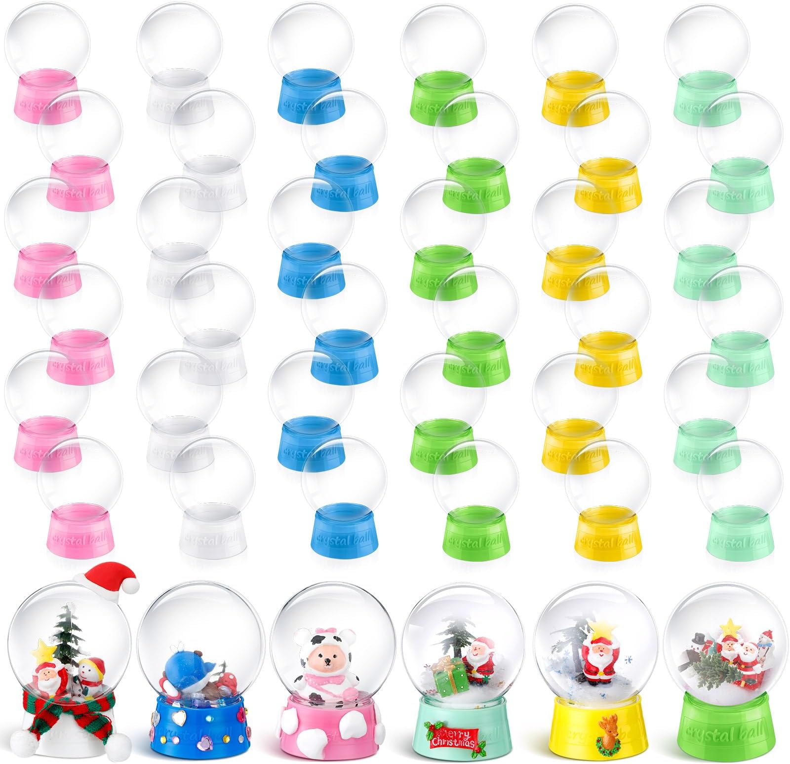 Amazon.com: Mifoci 36 Pcs 4 Inch Christmas DIY Snow Globe Clear Plastic ...