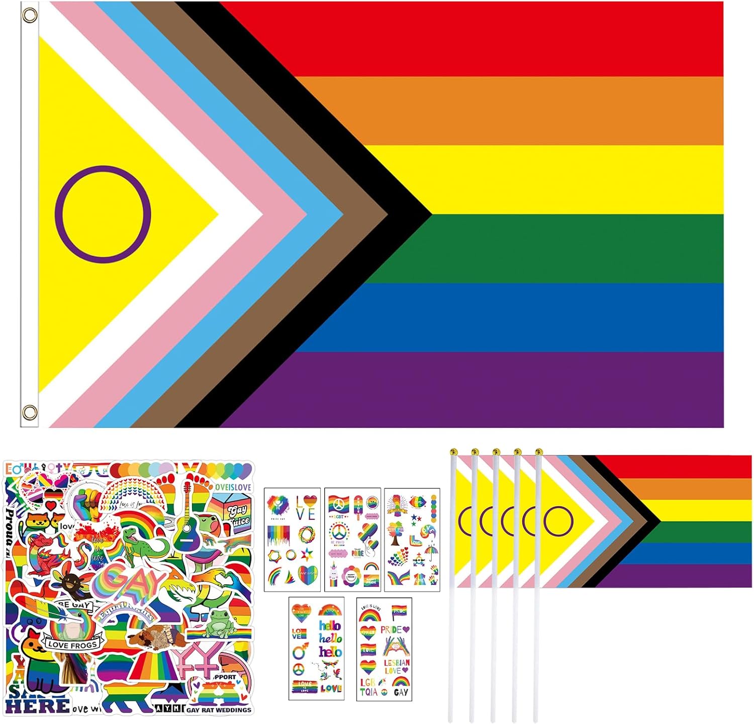 Progress Pride Flag + 5 Handheld Progress Pride Flag + 50 PRide ...