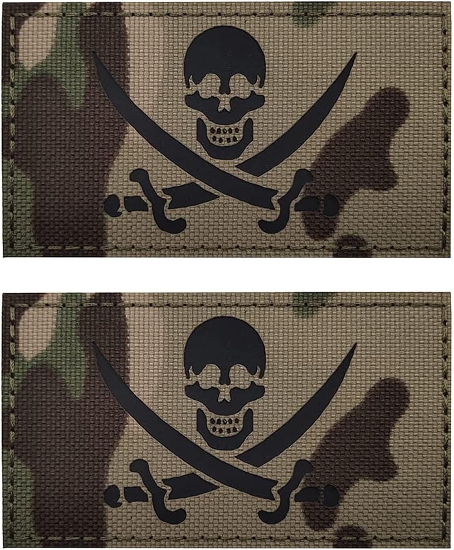 Amazon.com: 2 PCS AliPlus Pirate Skull Flag Patches Jolly Rodger Flag ...