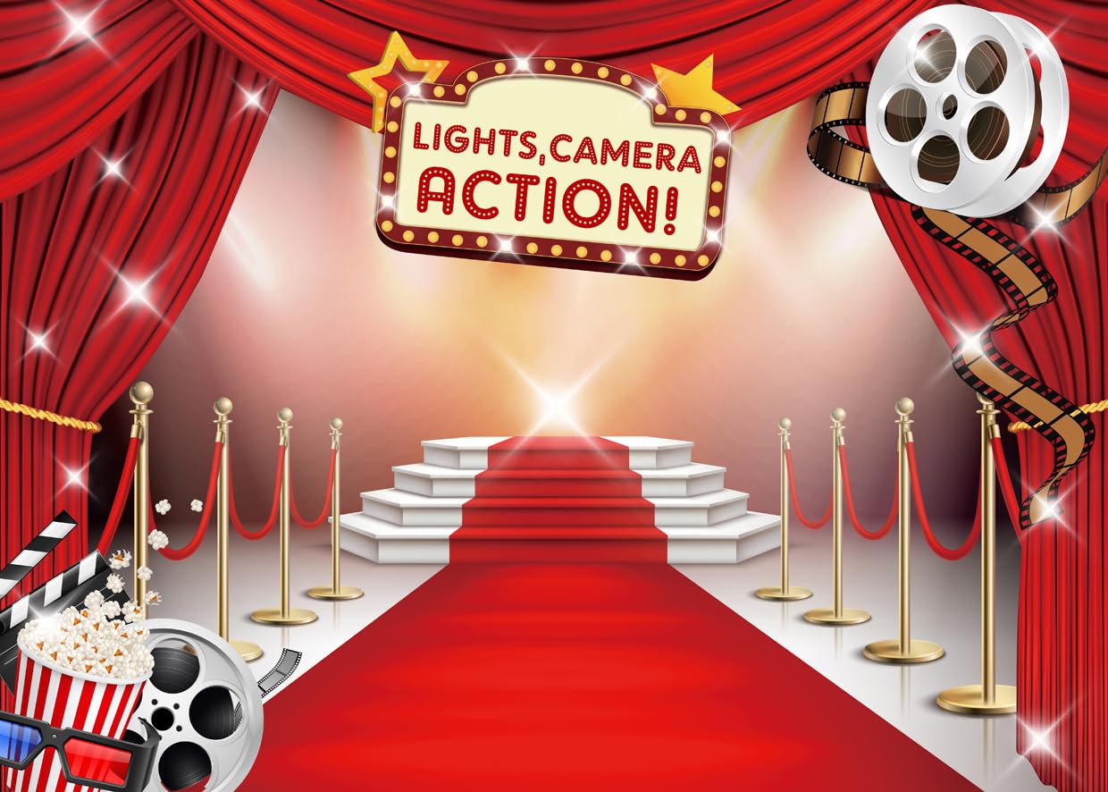 Amazon.com : Alltten 7X5FT Movie Night Backdrop Movie Party Decoration ...