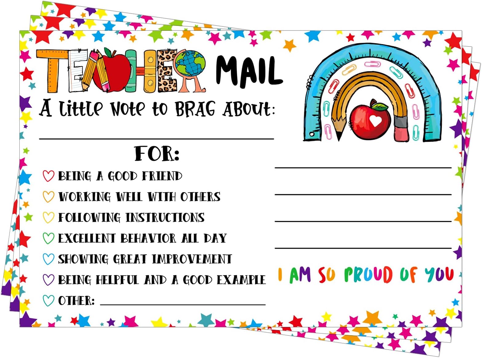 Amazon.com : WaaHome Teacher Mail Cards 30pcs Confetti Happy Mail Notes ...