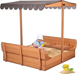 Amazon.com: Aivituvin Kids Sand Boxes with Lid and Canopy, Outdoor ...