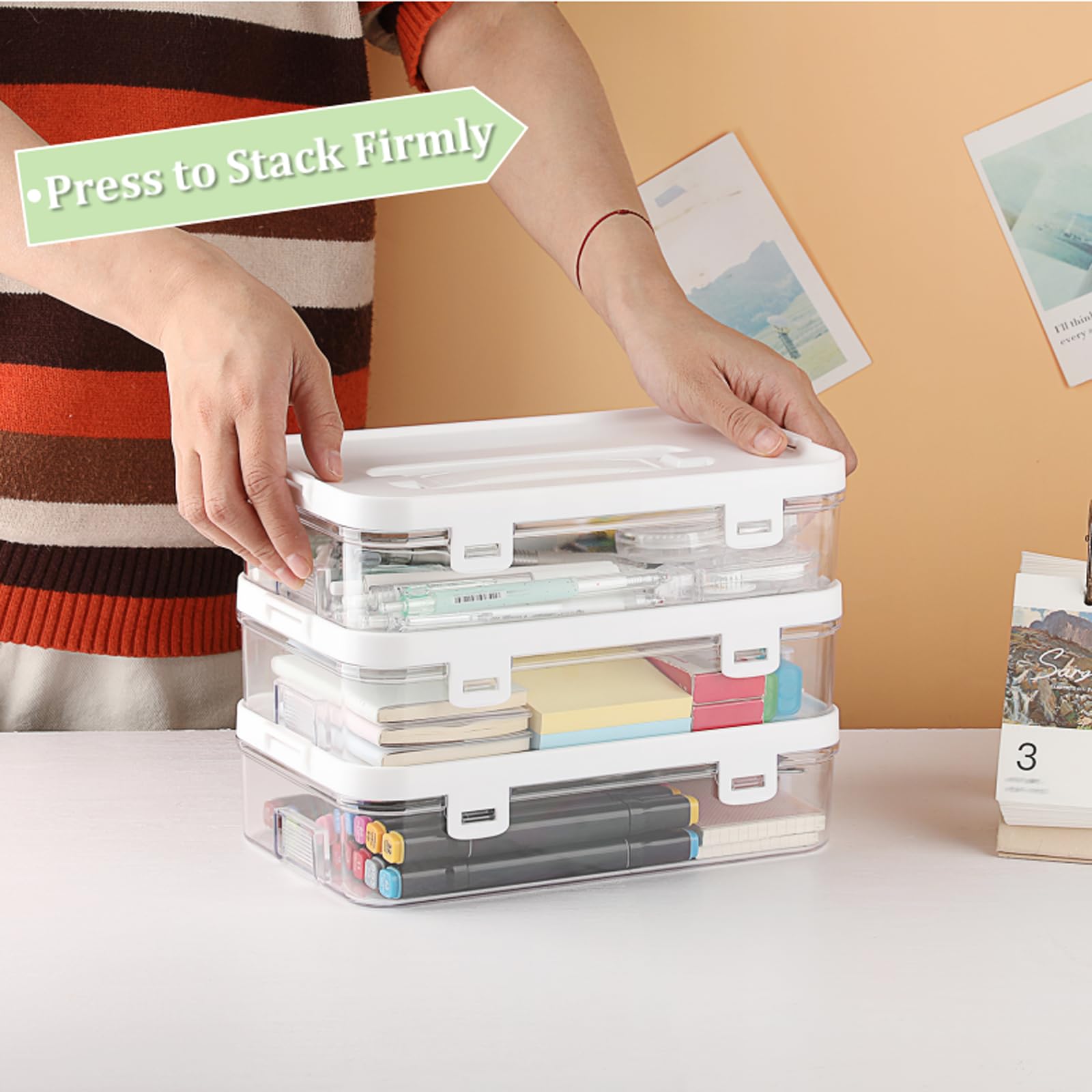 Snapklik.com : BTSKY 3 Pack Clear Plastic Storage Box