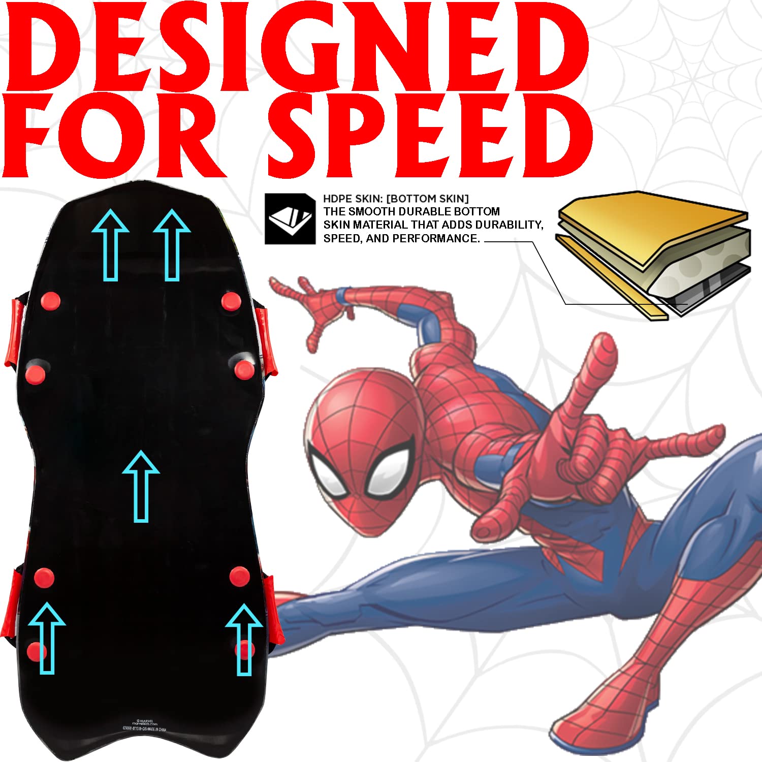 Marvel 2-person Foam Sled 45 Inch Winter RYDR Marvel 45" 2-Person Snow ...